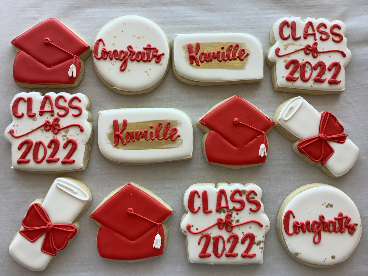 Red & Gold Graduation - 1 Dozen – MSO Cookies + Cakes